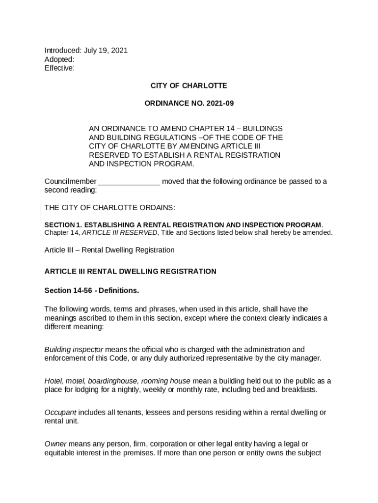 Part I. Ordinance Introduction Article 1. Title, Purpose, & ... Doc ...