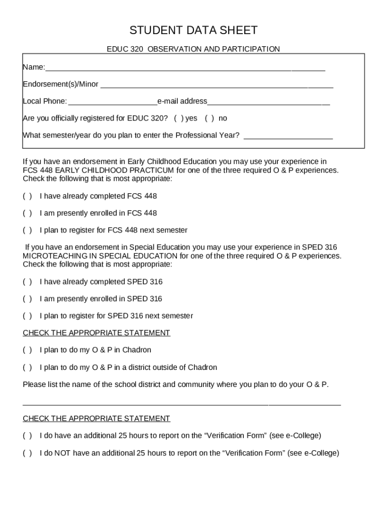 ed 320 data sheet Doc Template | pdfFiller