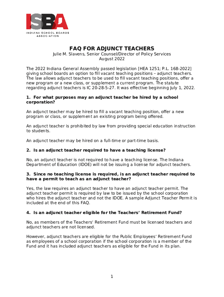 Name of School Corporation ADJUNCT TEACHER PERMIT Doc Template | pdfFiller