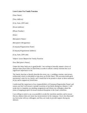 How to write a leave request email (With examples) Doc Template | pdfFiller