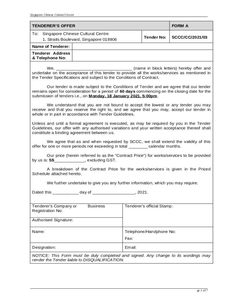 TenderER'S OFFER Doc Template | pdfFiller