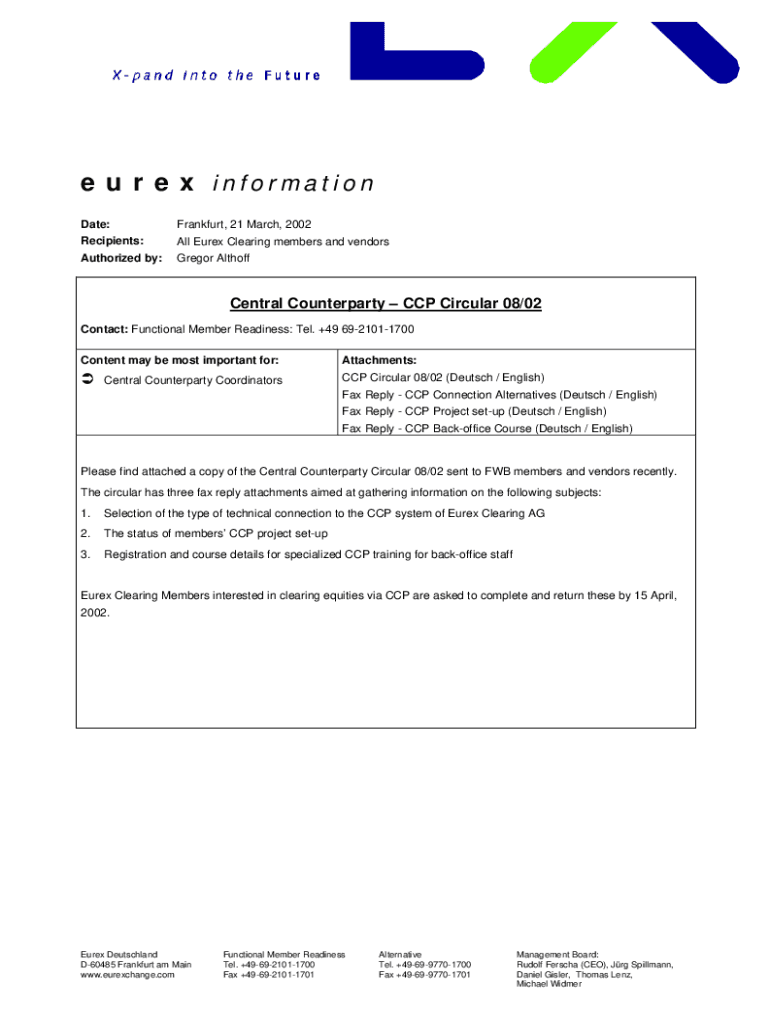 Fillable Online Introduction of a Central Counterparty (CCP) for Securities ... Fax Email Print ...