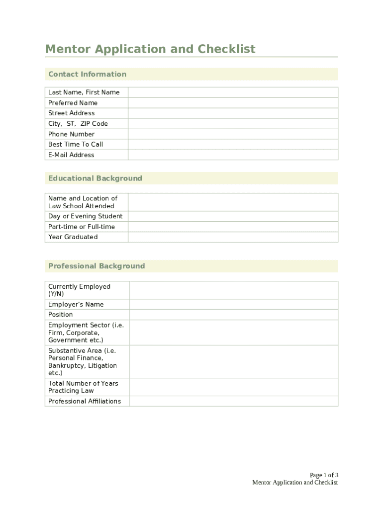 Mentoring Program Attorney Doc Template | pdfFiller