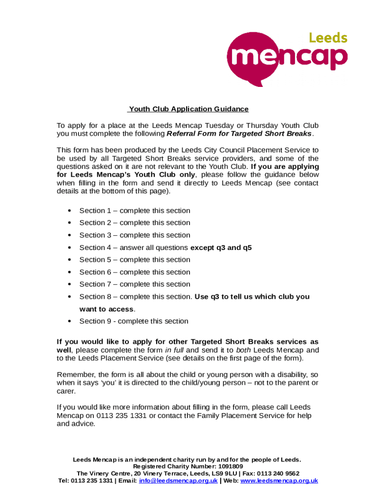 Targeted Short Breaks Referral Doc Template | pdfFiller