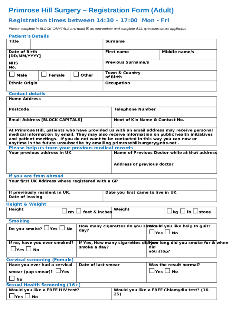 Registration (Adult) Doc Template | pdfFiller