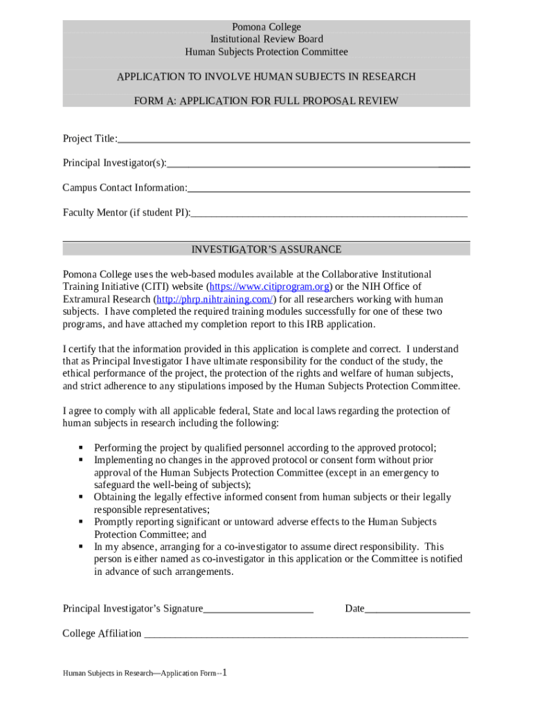 Students - Human Subjects Use Application Doc Template | pdfFiller