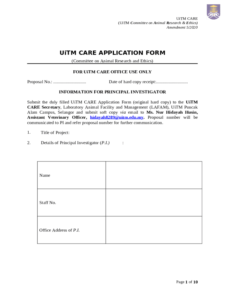 UiTM CARE APPLICATION - TNCPI Doc Template | pdfFiller