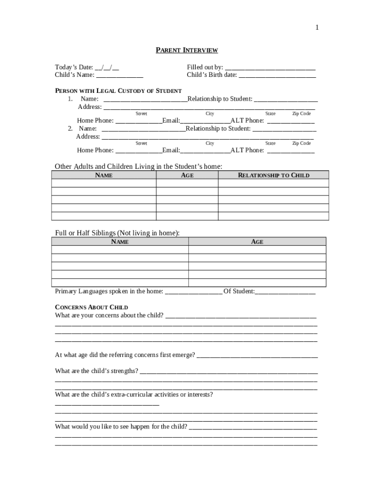 HEATH, FAMILY, DEVELOPMENTAL, AND BEHAVIORAL HISTORY Doc Template ...