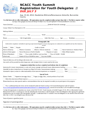 NCACC Youth Summit Multimedia Consent & Release Doc Template | pdfFiller