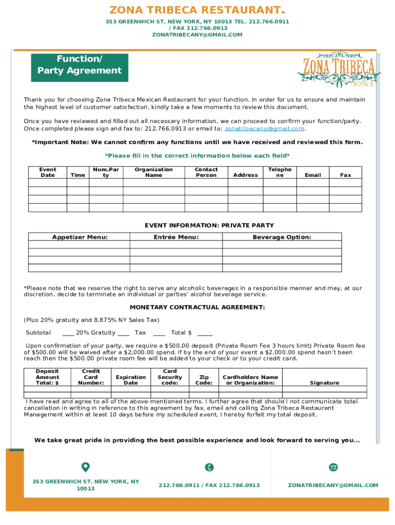 Function/ Party Agreement Doc Template | pdfFiller