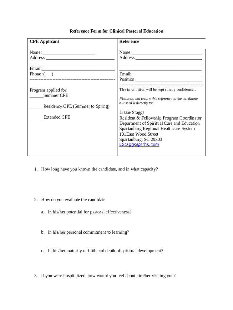 UPHS Clinical Pastoral Education: Reference Doc Template | pdfFiller