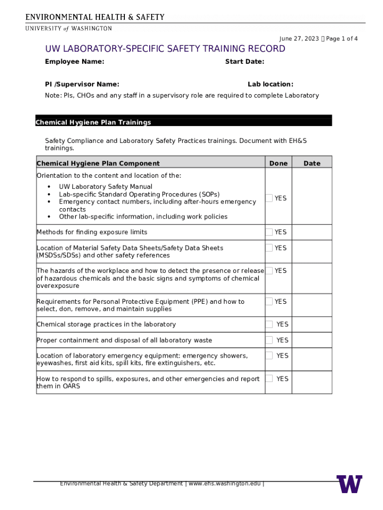 Laboratory Safety Training Worksheet Doc Template | pdfFiller