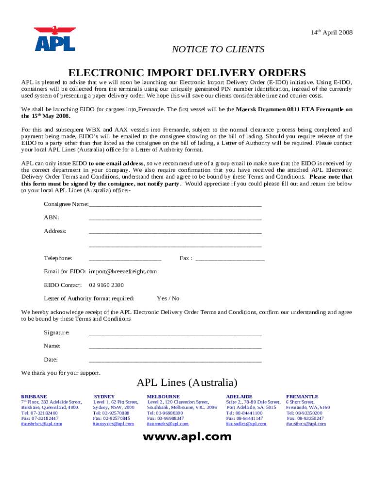Import Delivery Order - Fill Online, Printable, , Blank Doc Template ...
