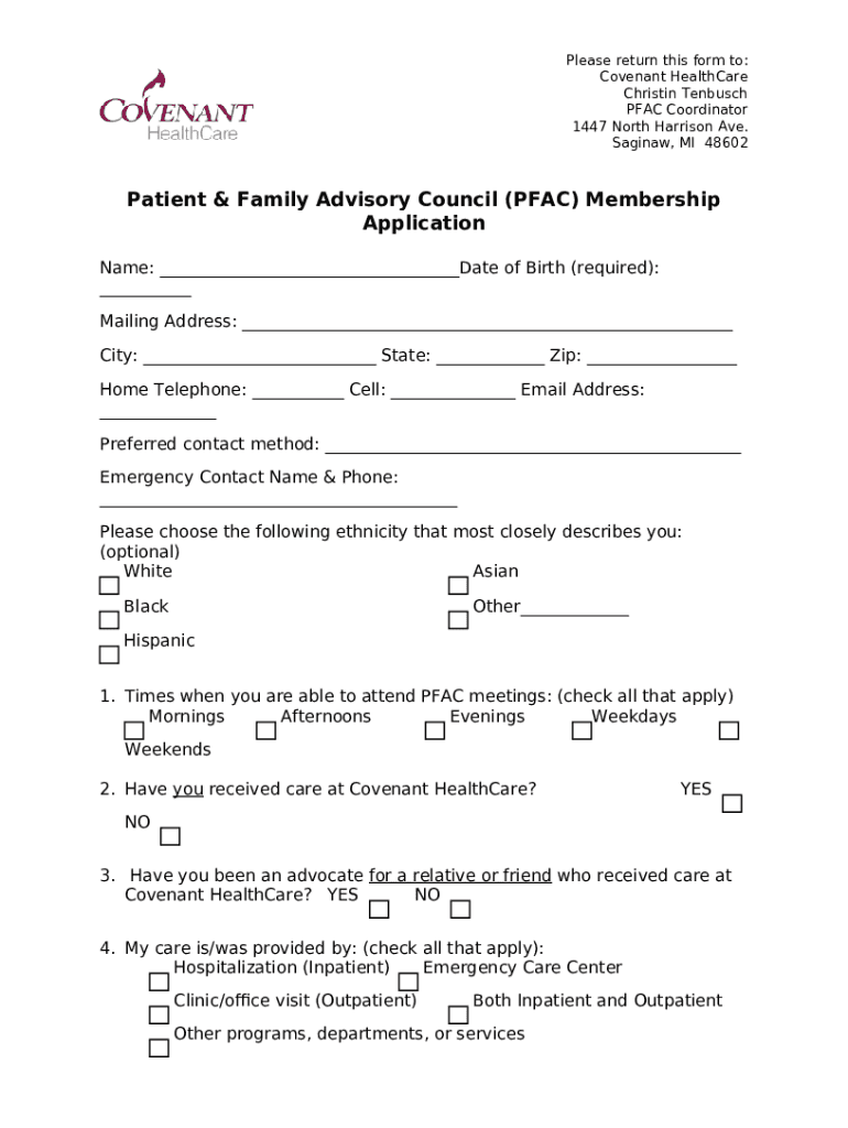 Covenant Financial Assistance Application & ... Doc Template | pdfFiller