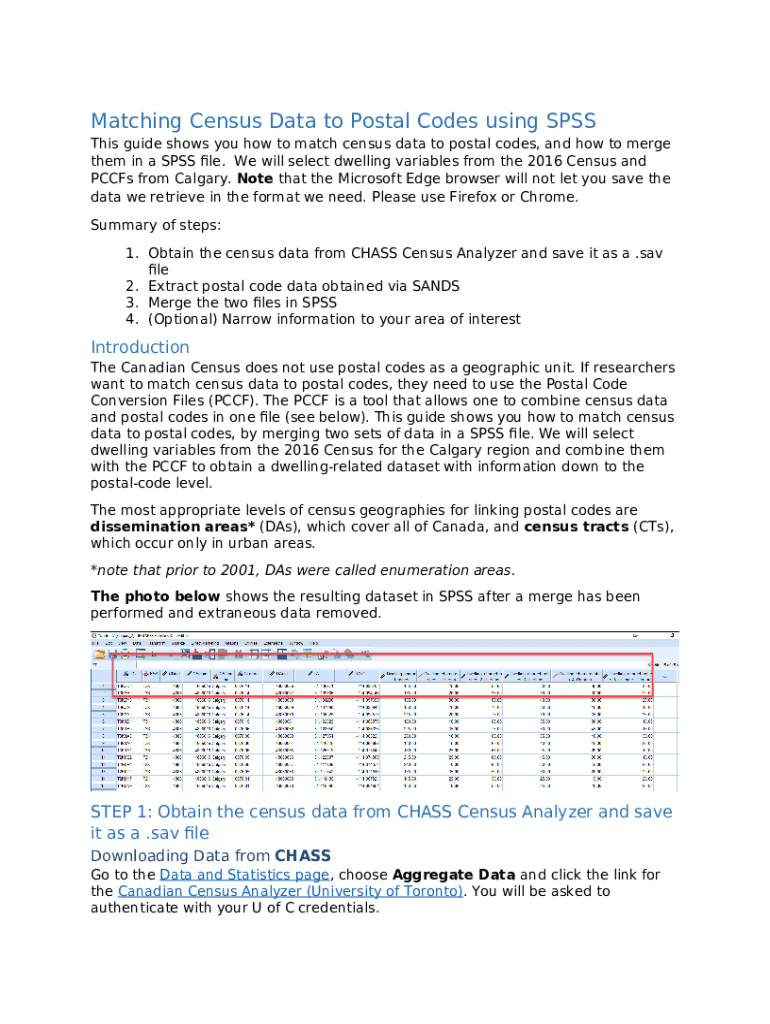 How to match postal codes to cities name in SPSS? Doc Template | pdfFiller