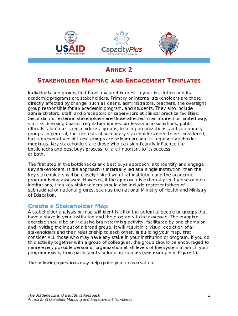 Annex 2: Stakeholder Mapping and Engagement Templates Doc Template ...