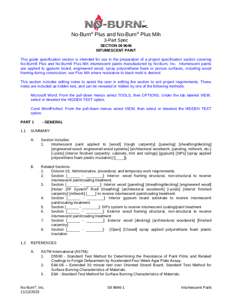 No-Burn Plus - Intumescent Coatings or Paints Doc Template | pdfFiller