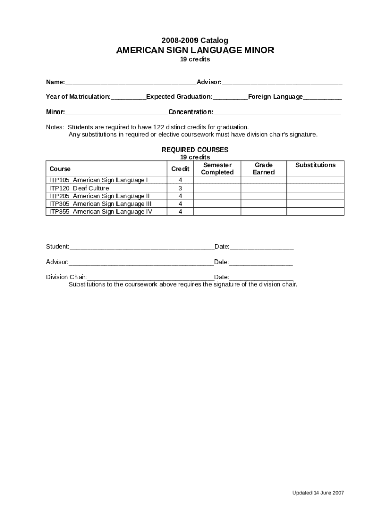 Minor in American Sign LanguageDepartment of Linguistics Doc Template ...