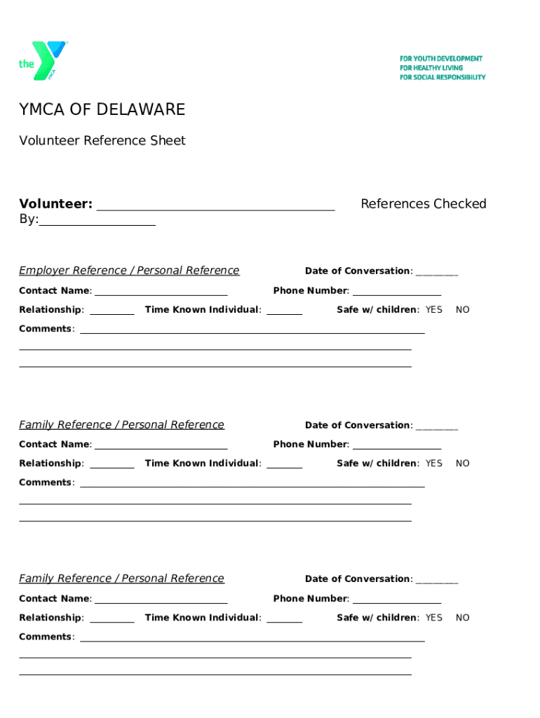 Reference Check - Community YMCA Doc Template | pdfFiller