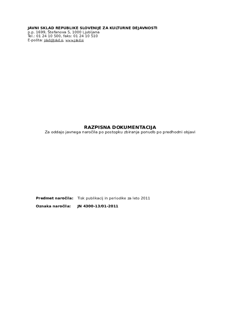 Akt o ustanovitvi Javnega sklada Republike Slovenije za ... Doc Template | pdfFiller