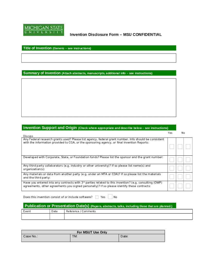 Invention Disclosure s - A How To Guide - innovationcenter msu Doc ...
