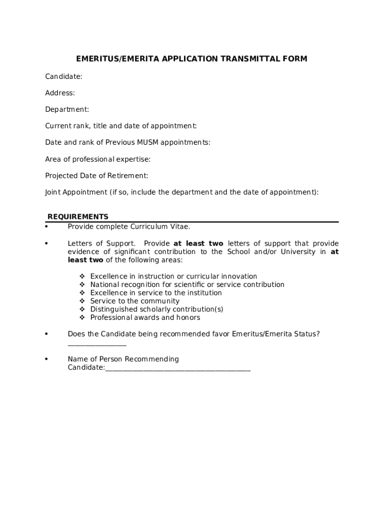 Request for Appointment to Emeritus/Emerita Status - medicine mercer ...