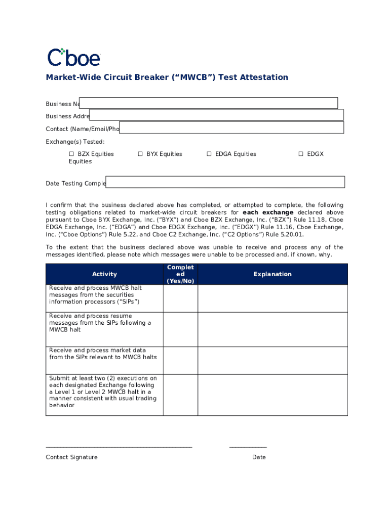 Cboe Options Exchanges Binary Order Entry Specification Doc Template ...