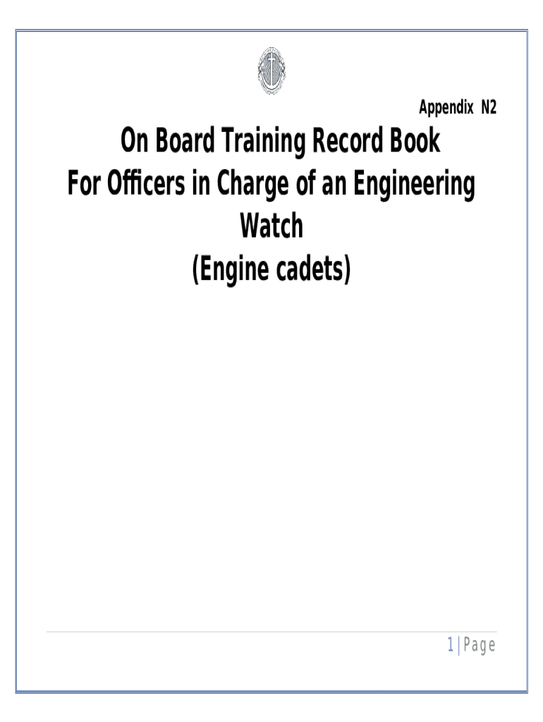 On Board Training Record Book for Officers in Charge ... Doc Template ...