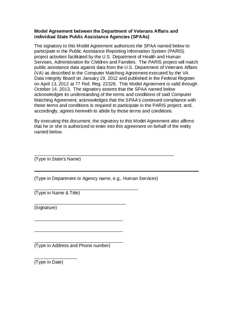 Model Agreement between the Department of Veterans ... Doc Template ...