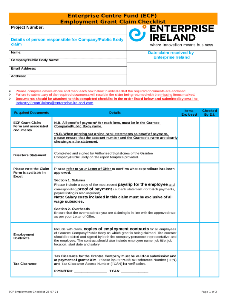 GradStart Employment Grant Claim s Doc Template | pdfFiller