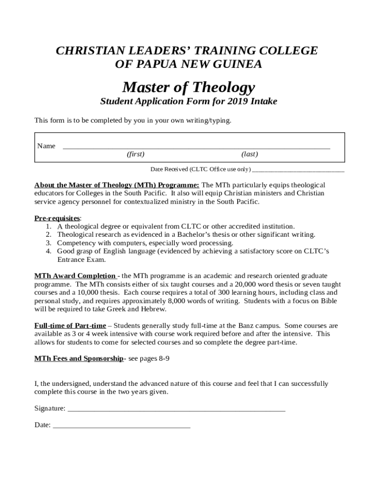 Application s - Christian Leaders' Training College Doc Template ...