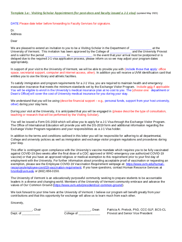 J-1 VISITING SCHOLAR INVITATION LETTER - Illinois State Doc Template ...