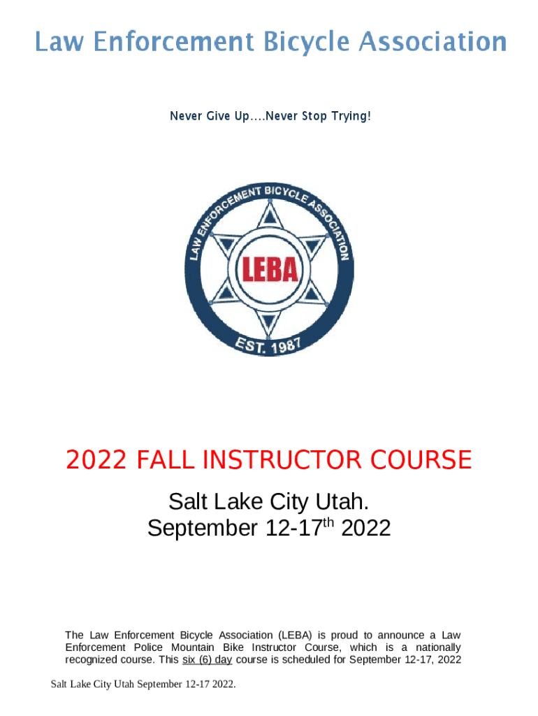 Ogden City Police Department LEBA Bicycle Course Doc Template | pdfFiller