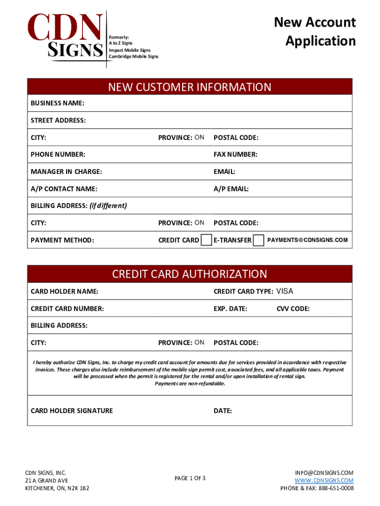 Fillable Online CUSTOMER ACCOUNT / CREDIT INFORMATION FORM Fax Email ...