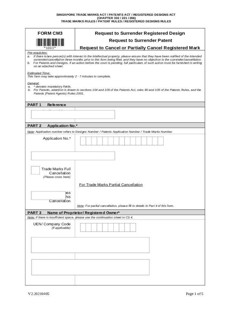 Online ipos gov CM3 Request to Surrender ... Doc Template | pdfFiller