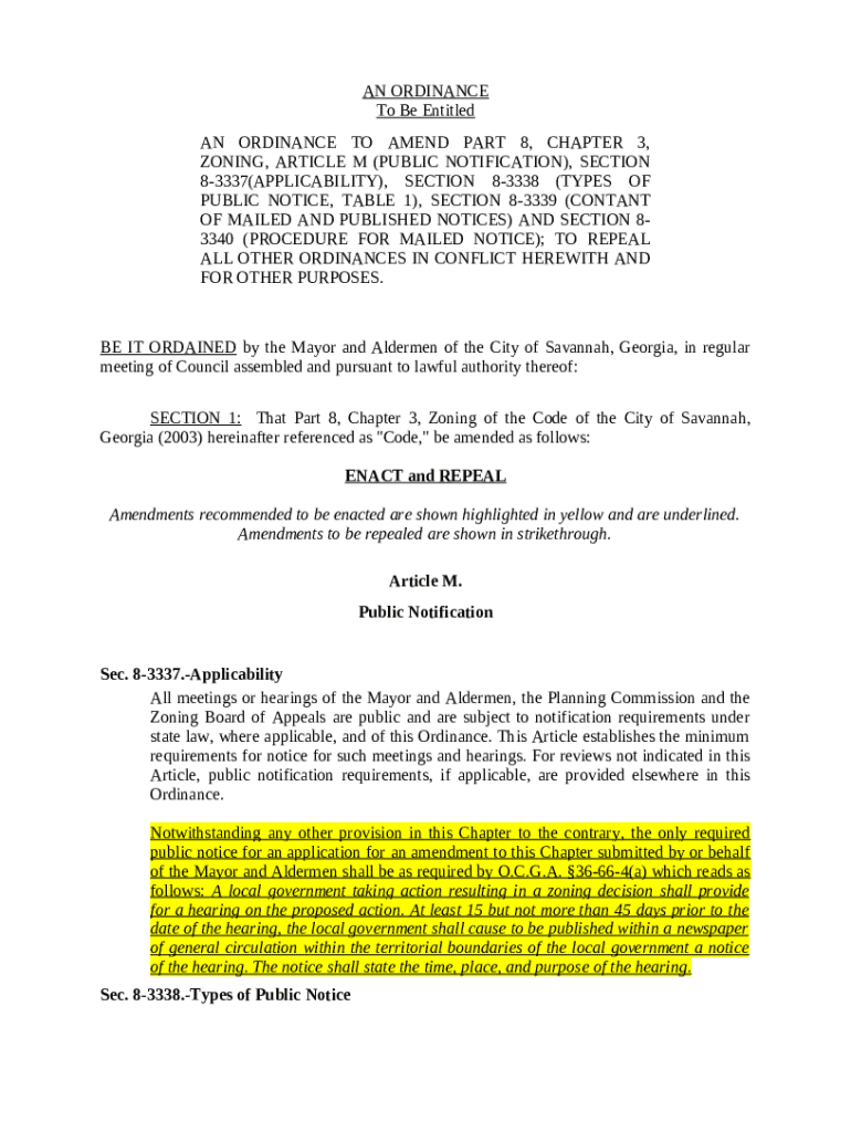 Notice of Public Hearing on Zoning Ordinance Amendments Doc Template | pdfFiller