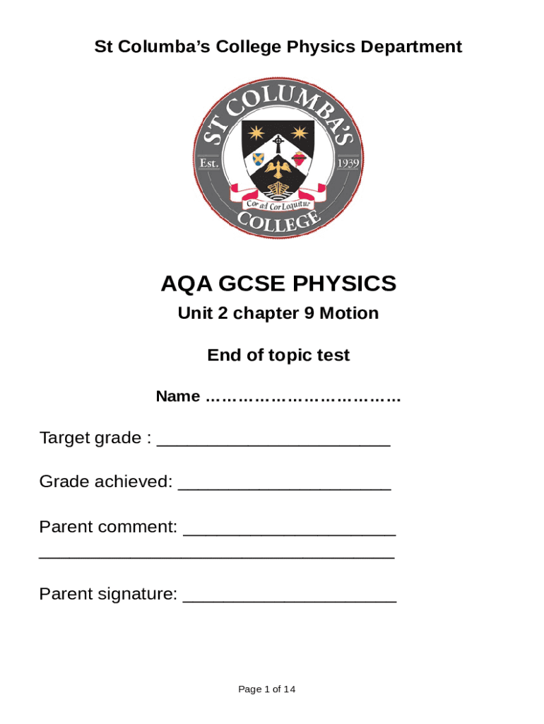 AQA GCSE PHYSICS Doc Template | pdfFiller