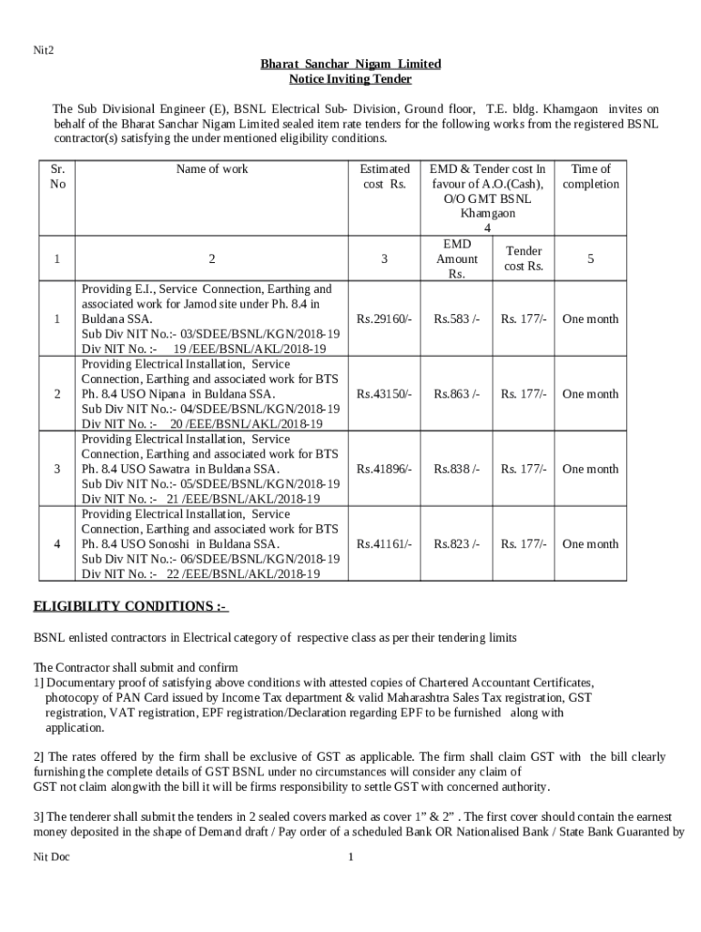 o THE SUB DIVISIONAL ENGINEER(E) BSNL ELECTRICAL ... Doc Template ...