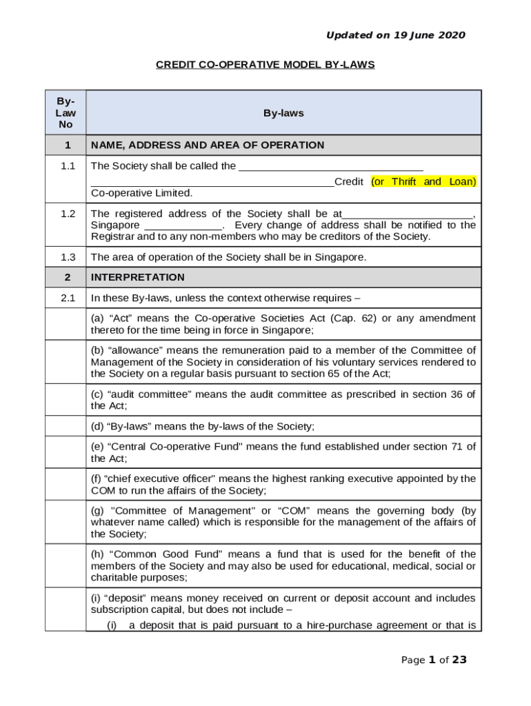 UNI BYE-LAWS FOR CO-OPERATIVE CREDIT ... Doc Template | pdfFiller