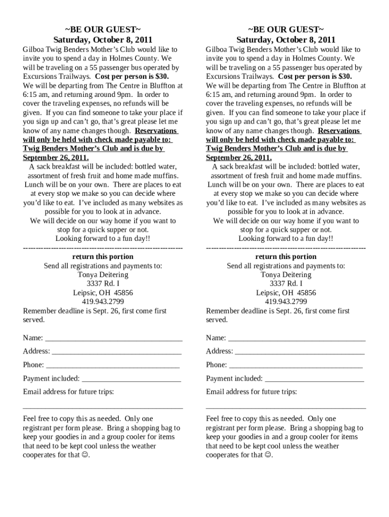 Be Our Guest Is A Joke....OK, Somewhat Doc Template | pdfFiller