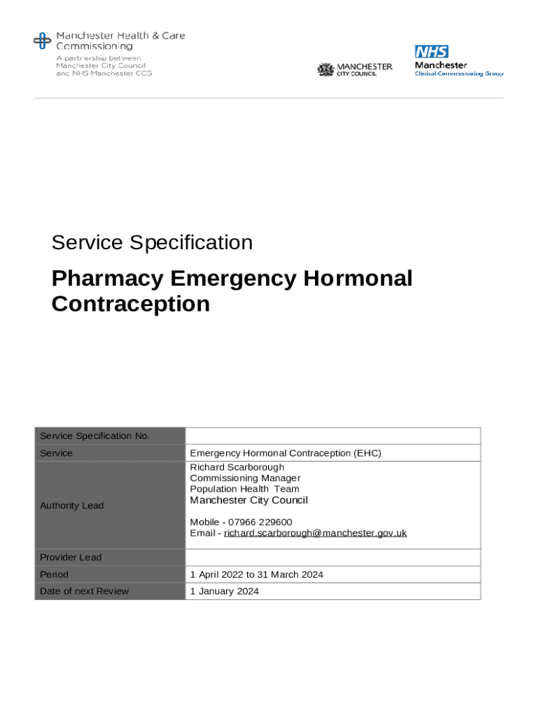Pharmacy Emergency hormonal contraception Doc Template | pdfFiller