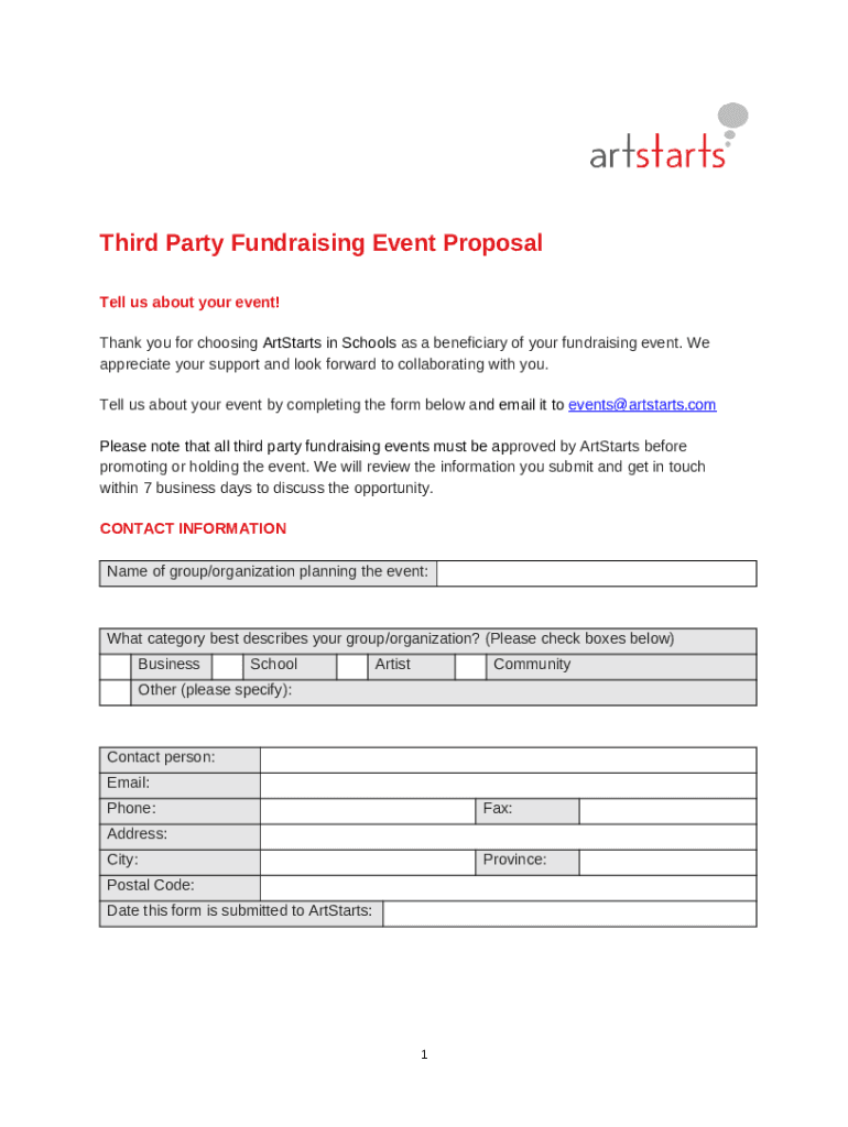 PROPOSAL FOR : FUNDRAISING EVENT - NET Doc Template | pdfFiller