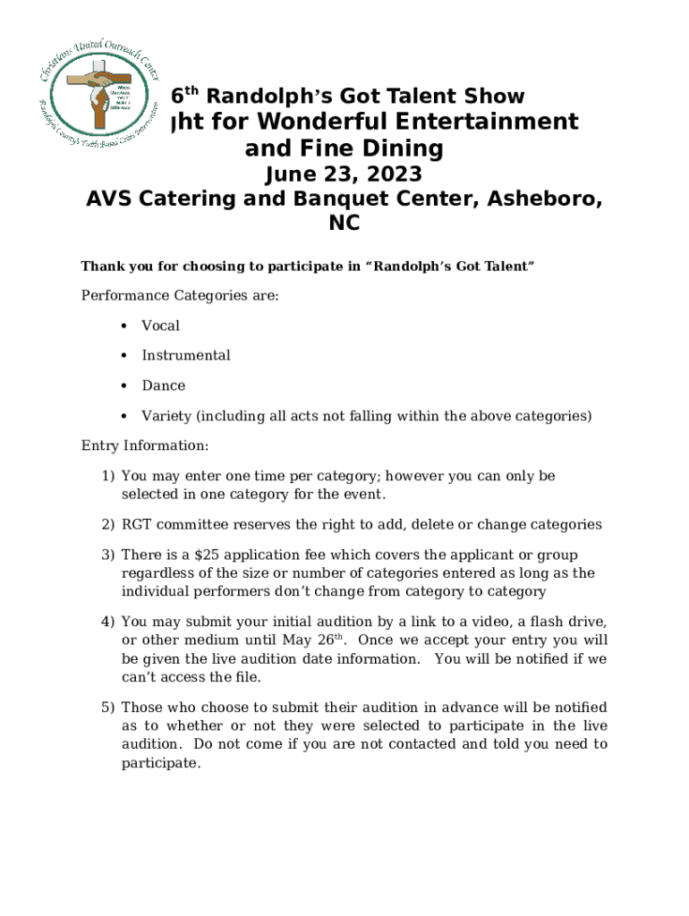 Randolph's Got Talent Show PARENT CONSENT ... Doc Template | pdfFiller