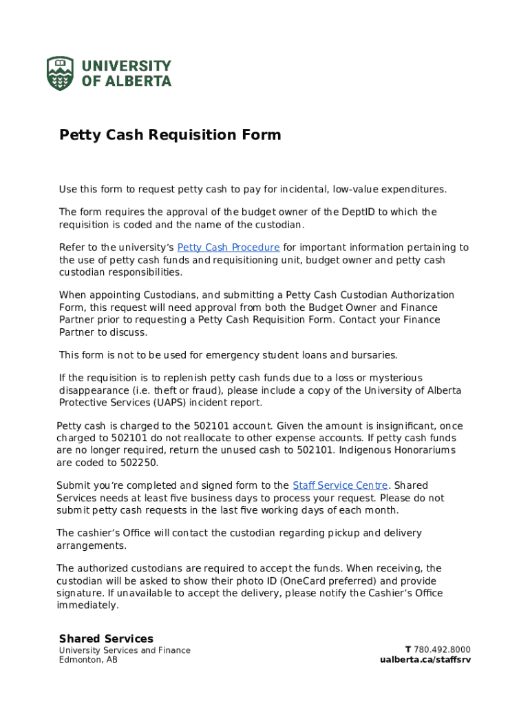 Petty Cash Requisition - Fill and Sign Printable Template ... Doc ...