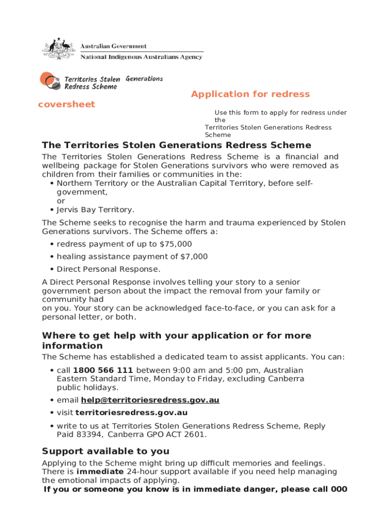 The Territories Stolen Generations Redress Scheme is ... Doc Template ...