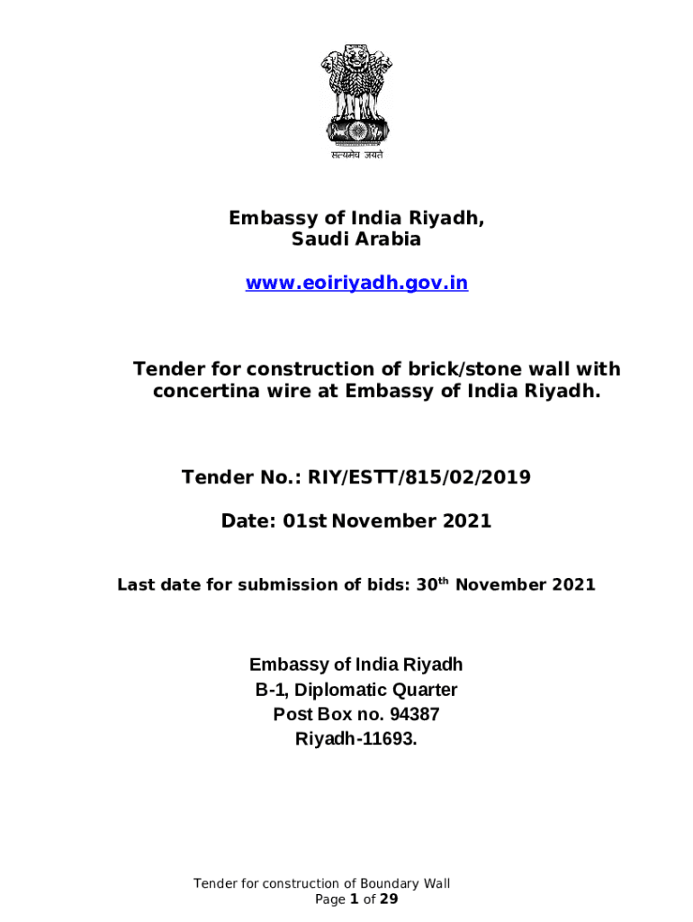 Tender for construction of brick/stone wall with concertina ... Doc ...