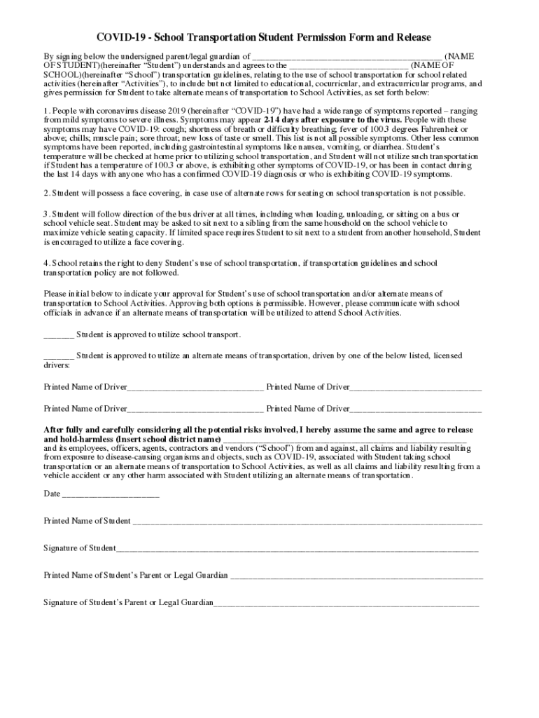 Fillable Online Waiver & Consent Form Extracurricular Activities ...