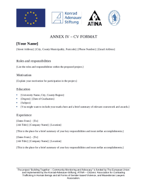 ANNEX IVCV AT Doc Template | pdfFiller