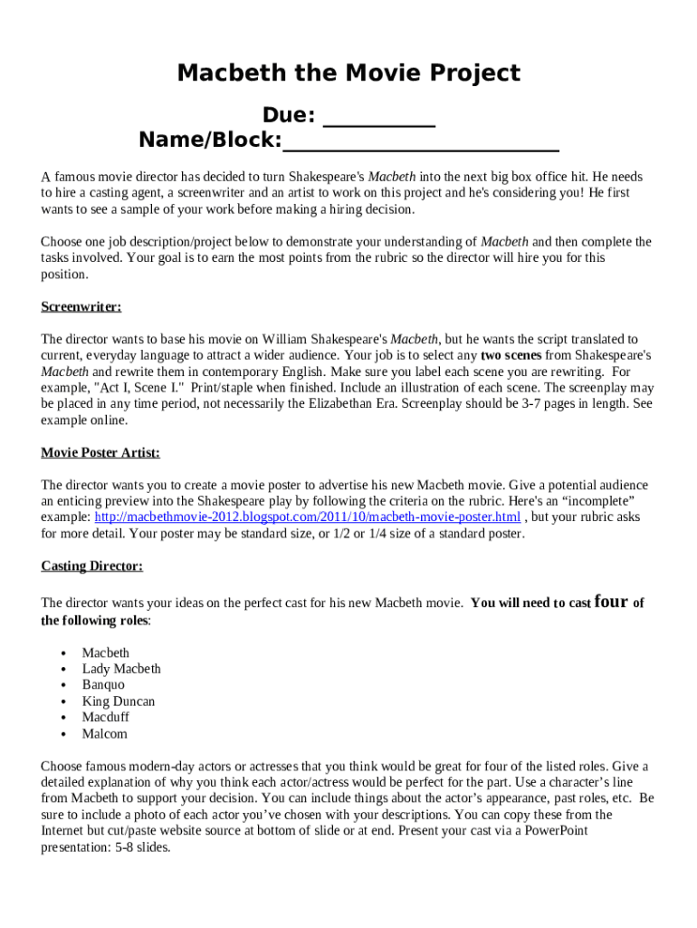 The Tragedy of Macbeth, Reviewed: Joel Coen's ... Doc Template | pdfFiller