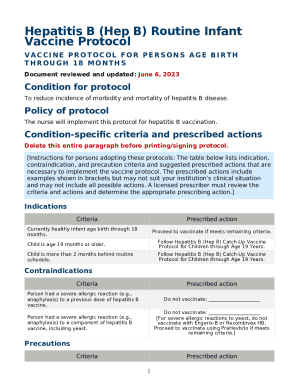 Hepatitis B (Hep B) Routine Infant Vaccine Protocol Doc Template ...